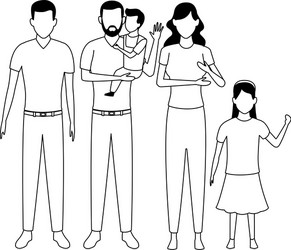 Family single parent with children cartoon Vector Image