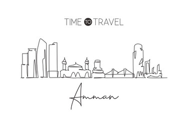 One single line drawing amman city skyline Vector Image