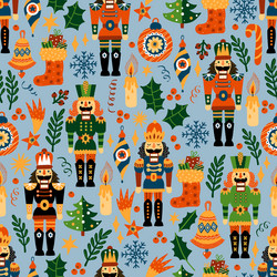 Christmas line seamless nutcracker pattern Vector Image