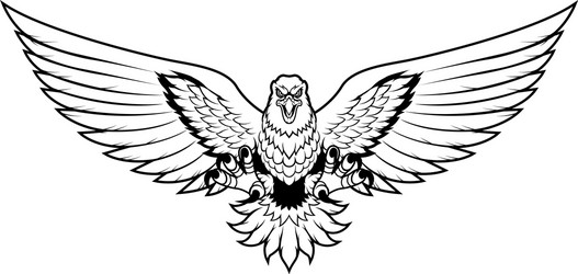 Bald eagle attack hand draw and paint on white Vector Image