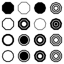 Polygon flat icon set isolated on white background