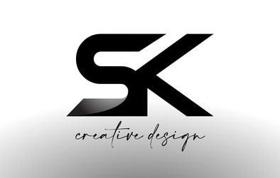 Sk letter design with creative cut and colorful Vector Image