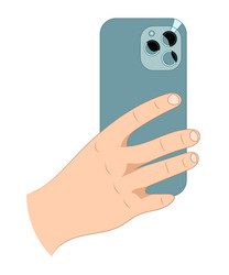 Holding smartphone in hand back view sketch Vector Image