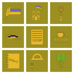 Assembly flat icons school lessons Royalty Free Vector Image
