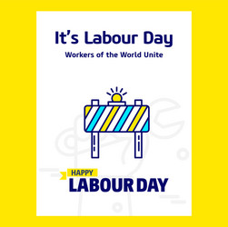 Happy labour day design with blue and yellow Vector Image