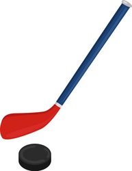 Hockey stick and puck on a white background Vector Image