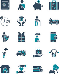 Insurance silhouette style icon set design Vector Image