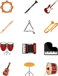 Musical instruments string wind percussion icon Vector Image