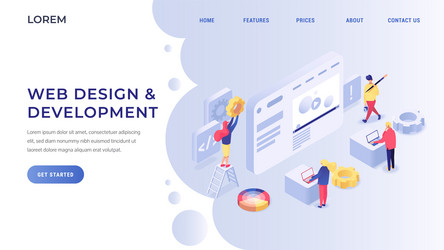 Devops concept in 3d isometric design people Vector Image
