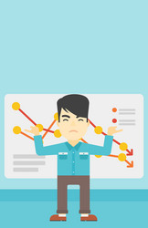 Businessman with decreasing chart Royalty Free Vector Image