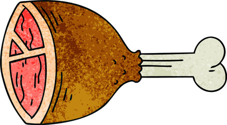 Quirky gradient shaded cartoon meat bone Vector Image