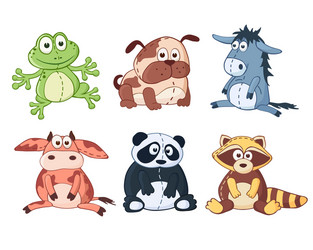 Flat childish rectangular animals set Royalty Free Vector