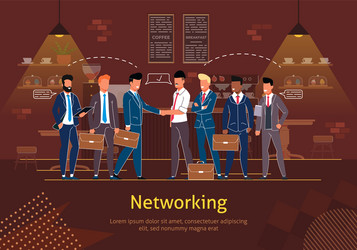 Networking with foreign partner flat poster Vector Image