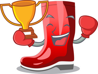 Boxing winner leather cowboy boots shape cartoon Vector Image