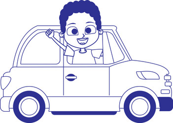 Avatar happy boy in a car icon Royalty Free Vector Image