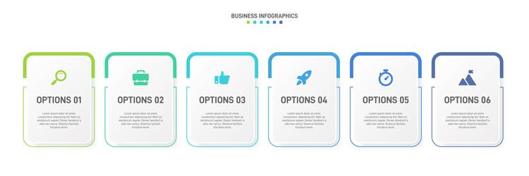 Horizontal progress bar featuring 6 arrow-shaped Vector Image