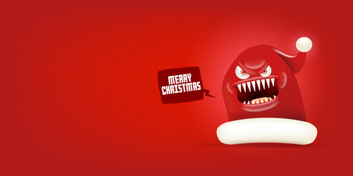 Cartoon monster santa claus red hat Royalty Free Vector