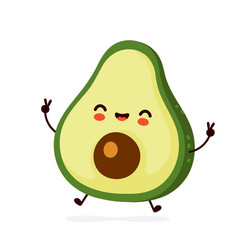 Funny happy cute smiling avocado Royalty Free Vector Image