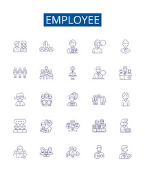 Employee line icons signs set design collection Vector Image