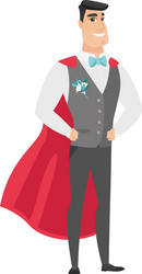 Firefighter wearing a red superhero cloak Vector Image