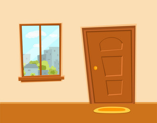 Window and door cartoon colorful Royalty Free Vector Image