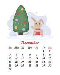 Calendar august rabbit with a kite cute summer Vector Image