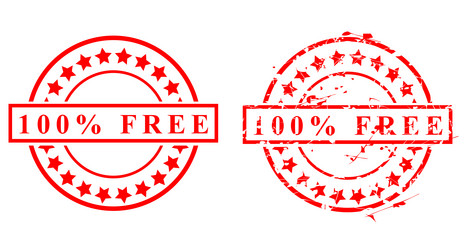 Simple set 2 rust red circle rubber stamp 100 Vector Image