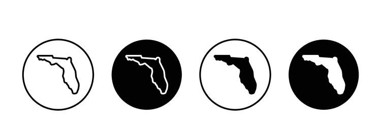Florida map icon set miami state cutout Royalty Free Vector