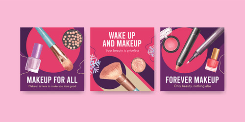 Ads template with makeup concept design Royalty Free Vector