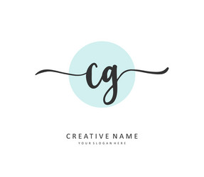 Cg initial letter handwriting and signature logo Vector Image