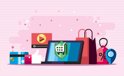 Online store items poster Royalty Free Vector Image