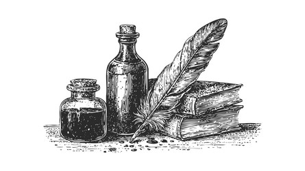 Vintage Quill and Dripping Ink Royalty Free Vector Image