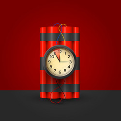 Realistic detailed 3d round black bomb with timer Vector Image