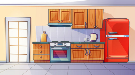 Cartoon kitchen counter with appliances Royalty Free Vector