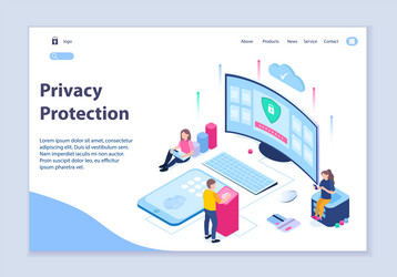 Creative website template of data protection Vector Image