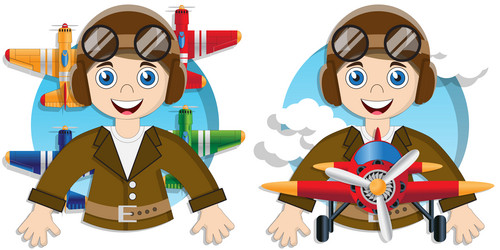 Cute smiley is a pilot Royalty Free Vector Image