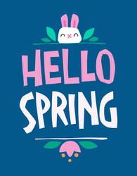 Cute hand drawn lettering phrase hello spring Vector Image