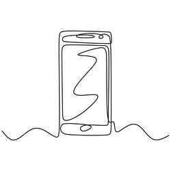 Hand holding phone digital communication line art Vector Image