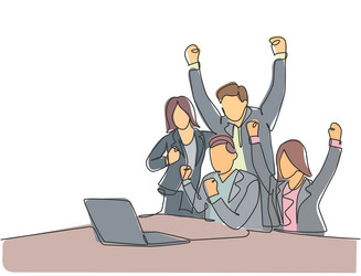 Single continuous line drawing of young business Vector Image