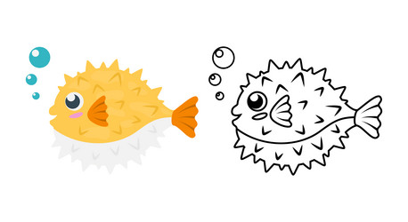 How To Draw A Cartoon Puffer Fish