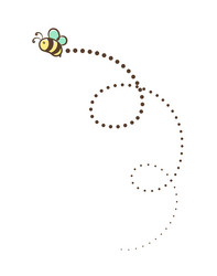Flying honey bee trail line clipart Royalty Free Vector