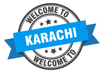 Welcome to karachi blue round vintage stamp Vector Image