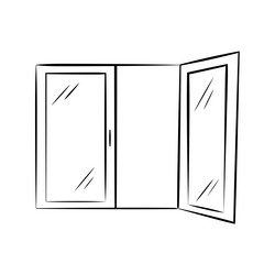 Window open and close sketch hand drawing Vector Image