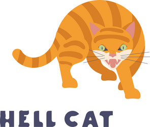 Angry red cat from hell arched his back Royalty Free Vector