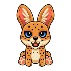 Cute serval cat cartoon sitting Royalty Free Vector Image