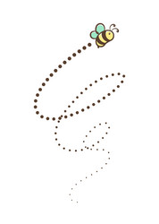 Flying honey bee trail line clipart Royalty Free Vector