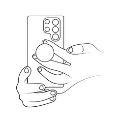 Holding smartphone in hand back view sketch Vector Image