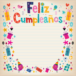 Feliz cumpleanos - happy birthday in spanish text Vector Image