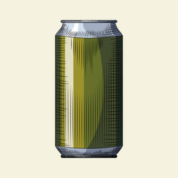 Hand drawn beer can template beverage green can Vector Image