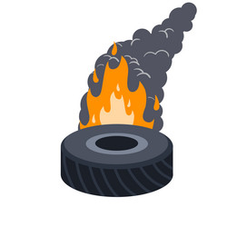 Burning tire the old wheel Royalty Free Vector Image